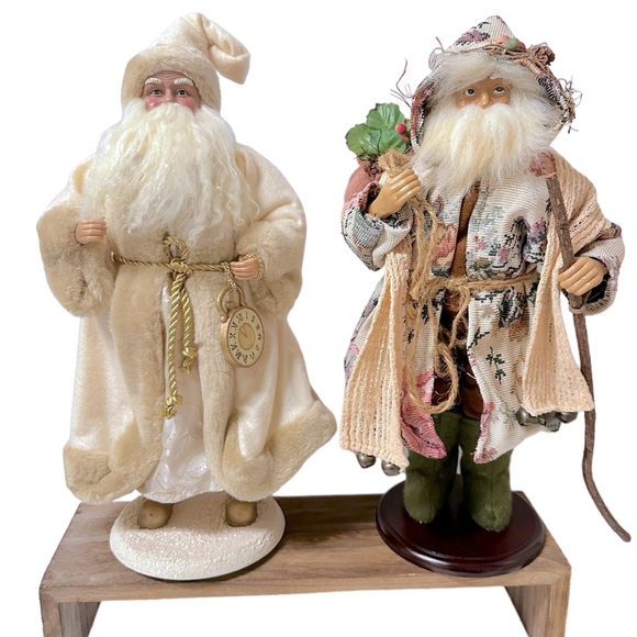 Holiday | Set Of 2 Vintage Santas St Nicholas Father Time Santas Rustic ...